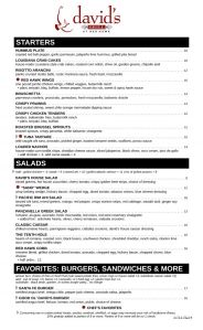 David's Menu - Red Hawk Golf and Resort - Lakes