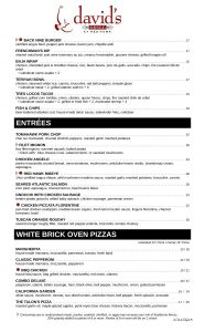 David's Menu - Red Hawk Golf and Resort - Lakes