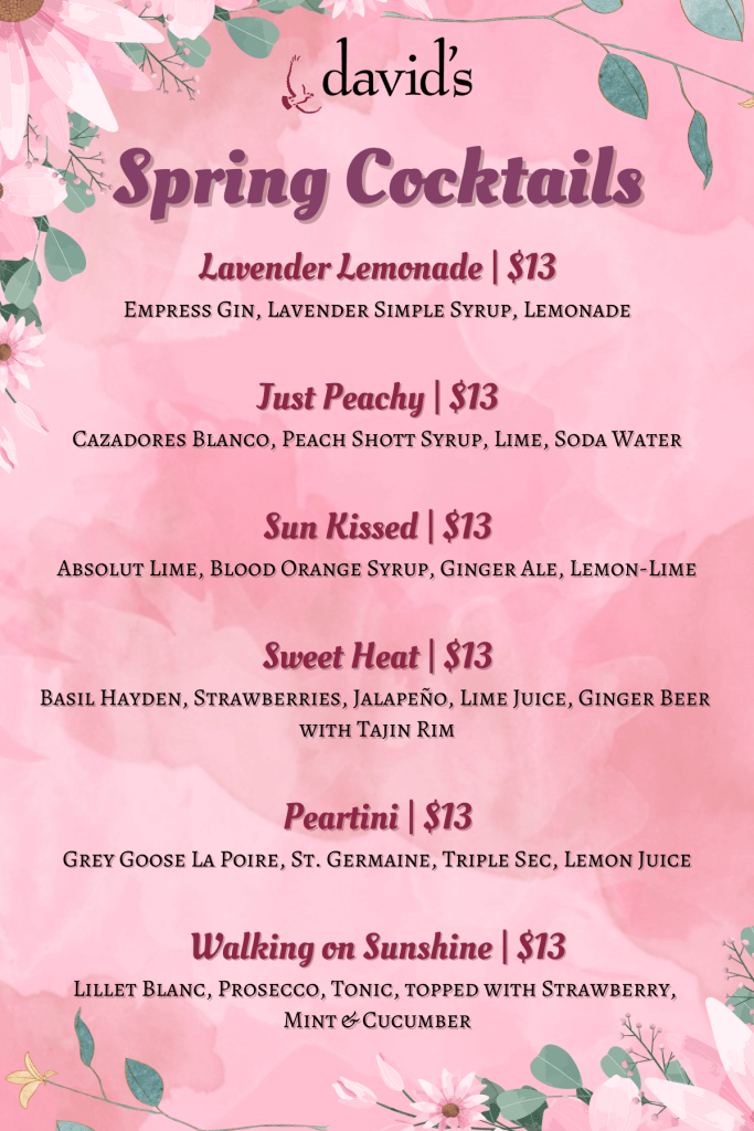 David's Menu - Red Hawk Golf and Resort - Lakes