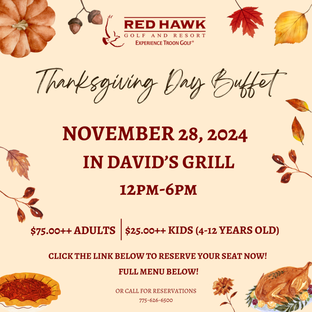 Thanksgiving Day Buffet at David's Grill - Red Hawk Golf and Resort