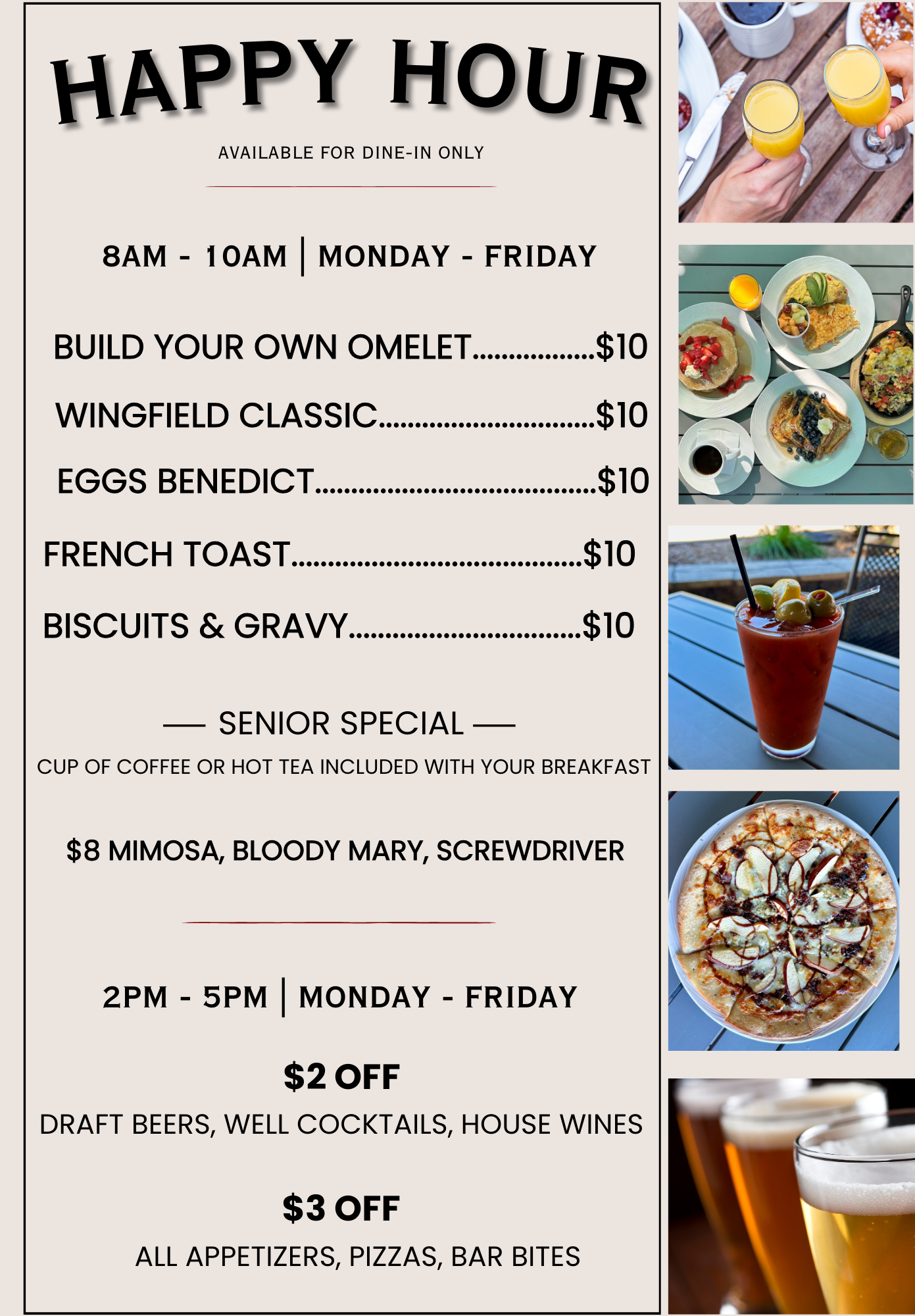 David's Menu - Red Hawk Golf and Resort - Lakes